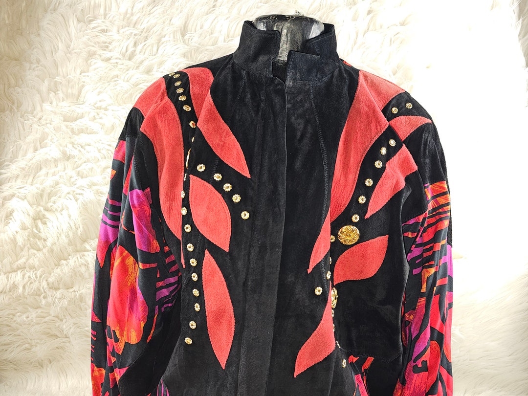 Vintage Super Colorful Julian K Leather Jacket Extravagant FUNKY Retro ...