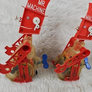 2 Vintage MR. MACHINE Robot Toys Ideal Toy Co. 1961 1977 Walk N Whistle ...