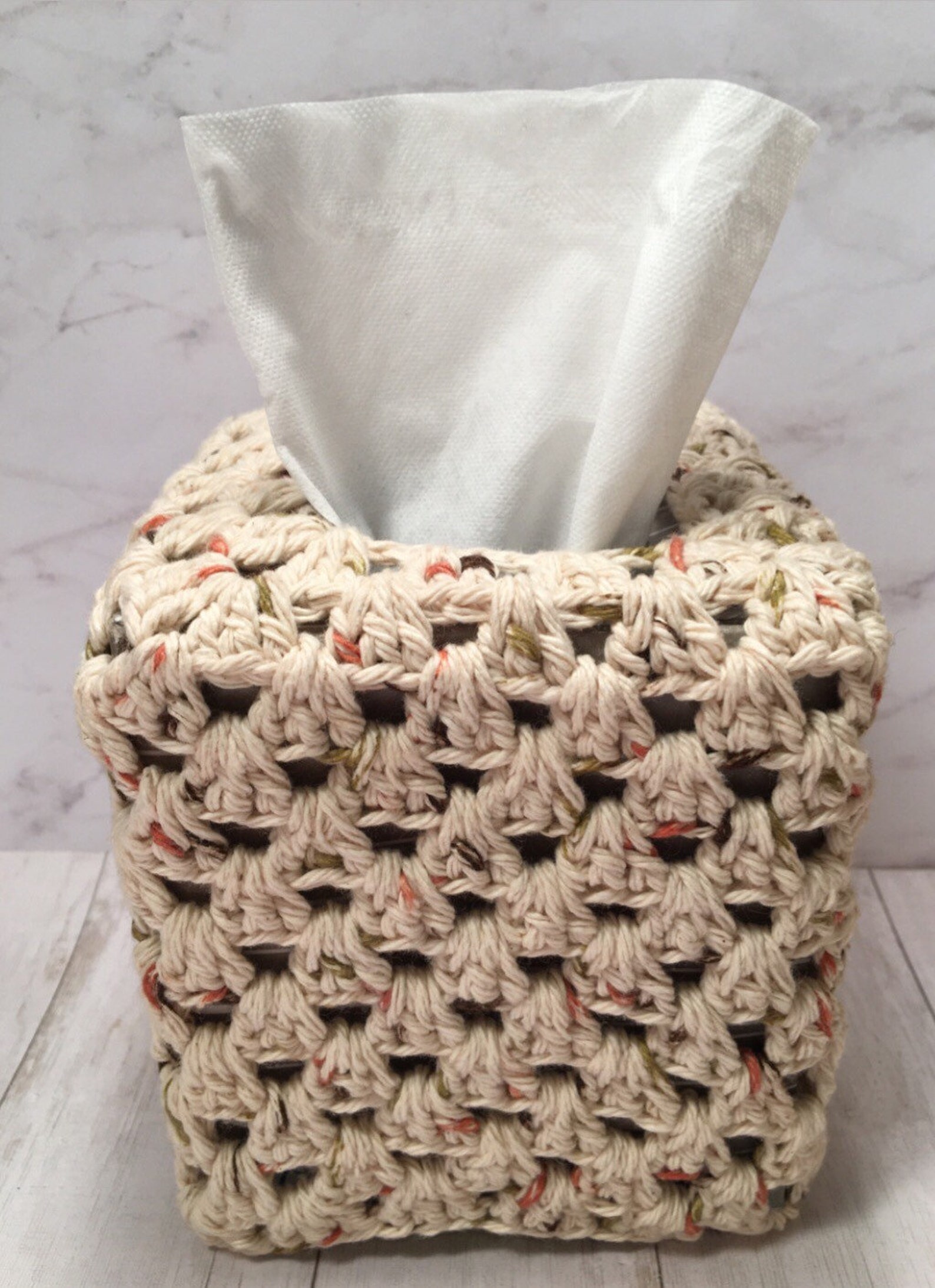 Tissue Box Cover Handmade Crochet Square Kleenex Puffs Cover - Etsy