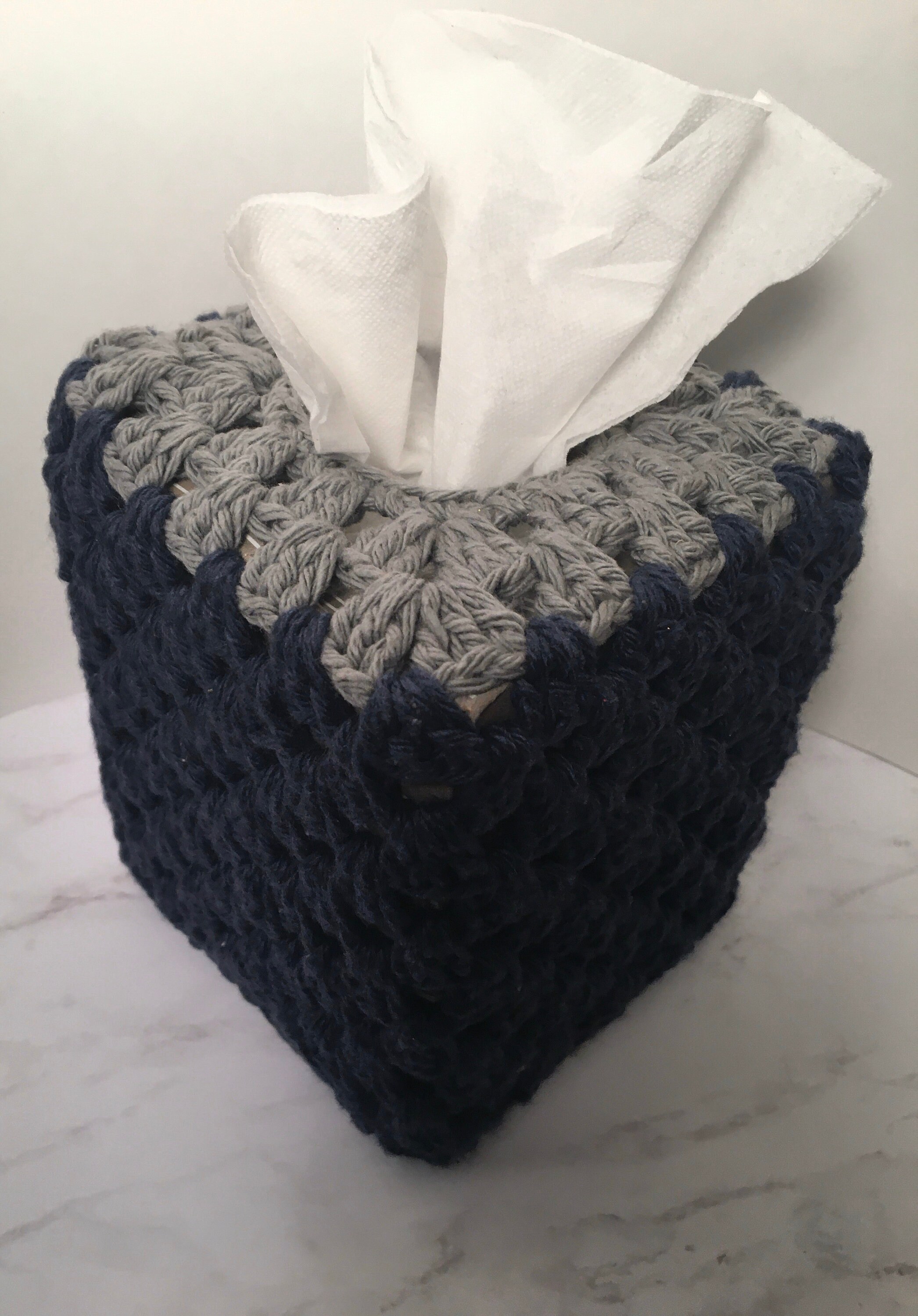 Tissue Box Cover Handmade Crochet Square Kleenex Puffs Cover | Etsy