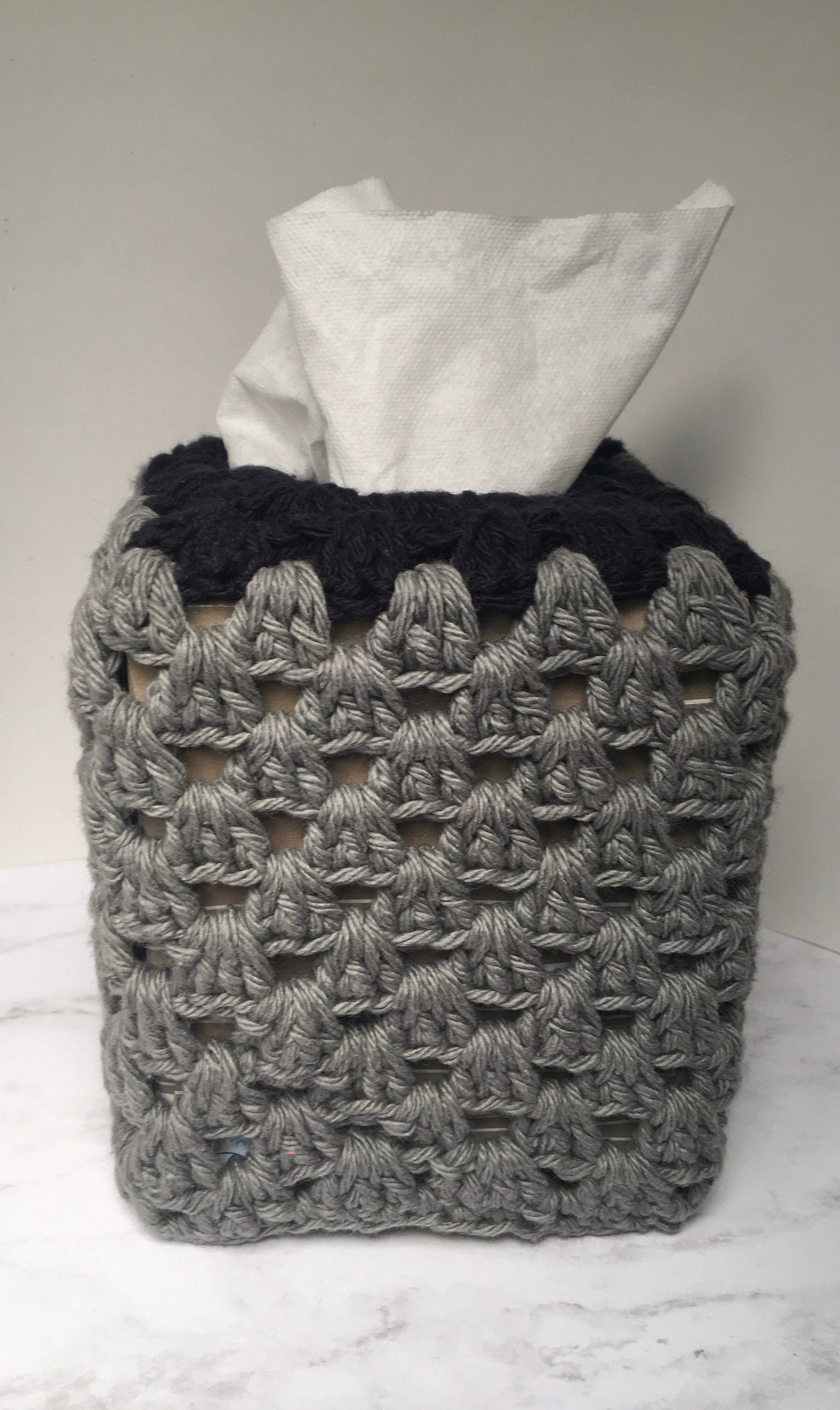 Tissue Box Cover Handmade Crochet Square Kleenex Puffs Cover | Etsy