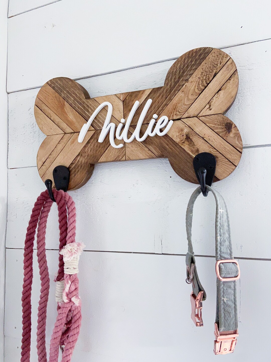 Custom Wood Mosaic Dog Leash Holder: Personalized Bone Design - Etsy