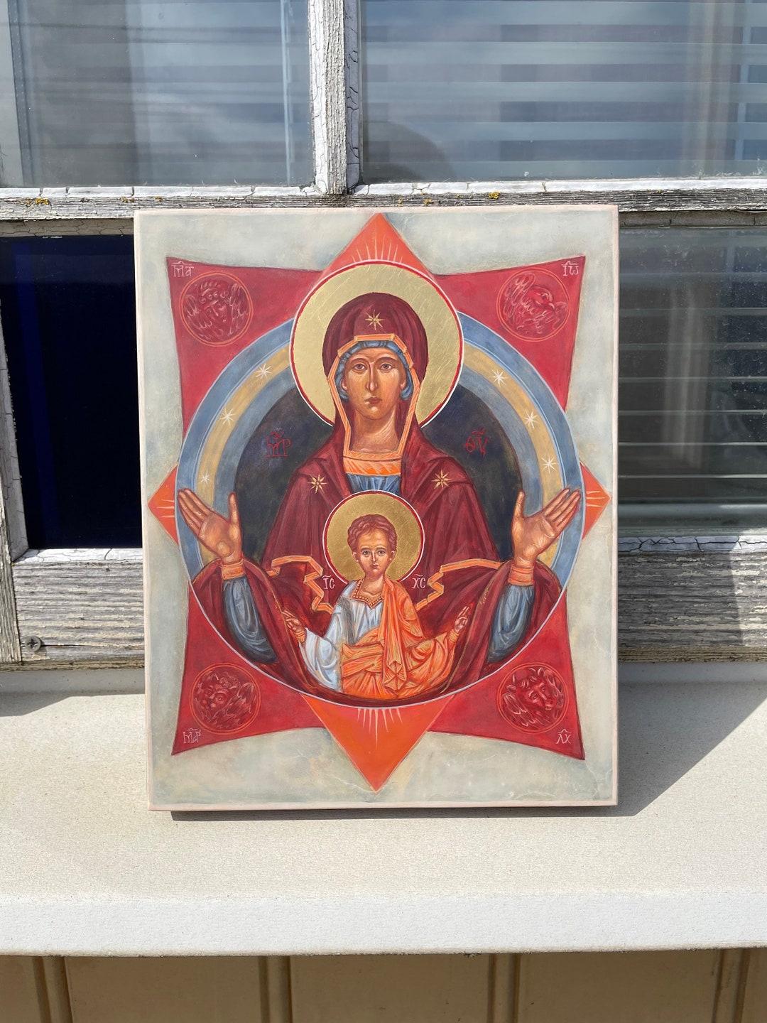 Handmade Painting of the Virgin Orans, Icon, Tempera, Wood - Etsy