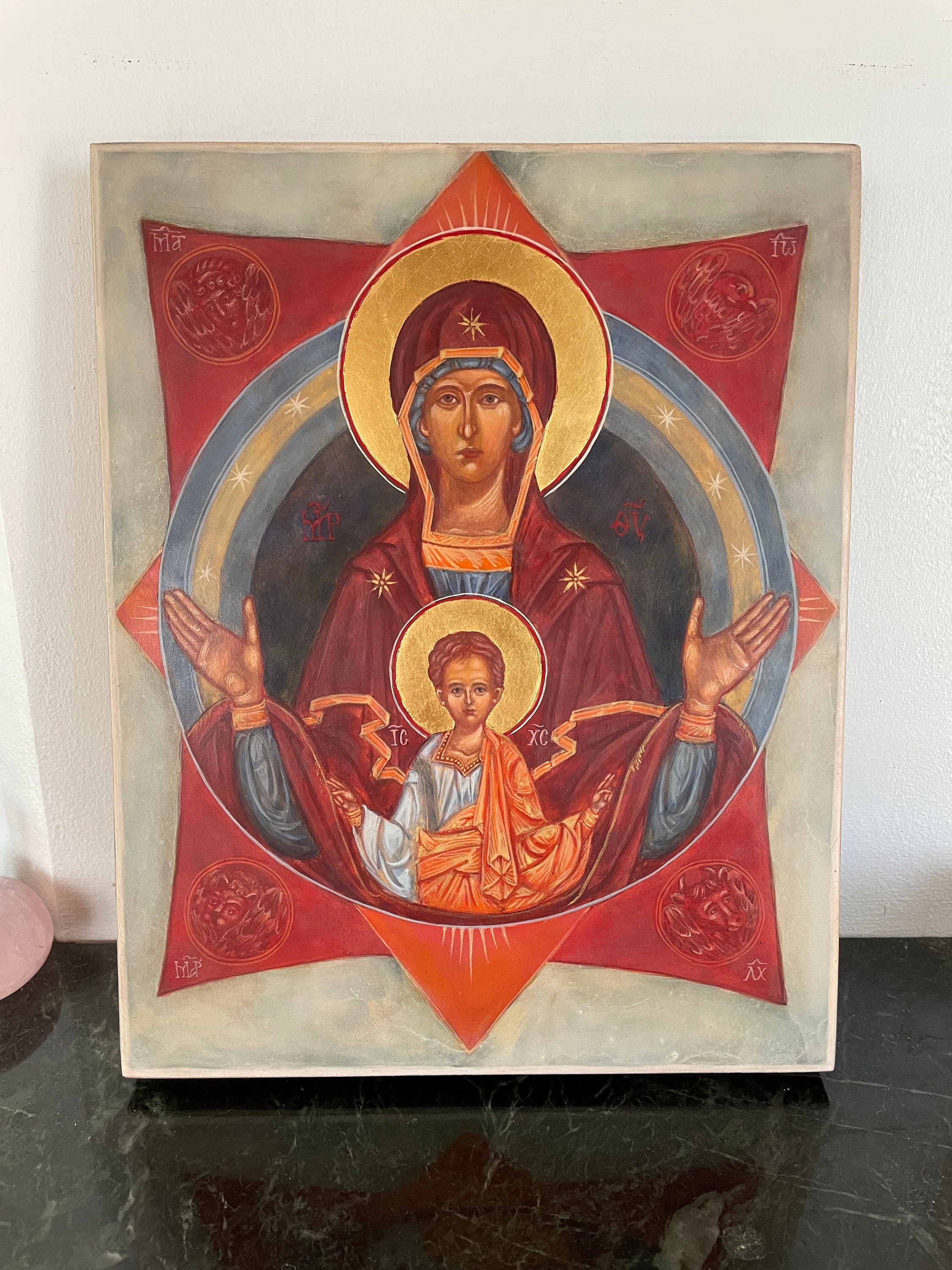 Handmade Painting of the Virgin Orans, Icon, Tempera, Wood - Etsy