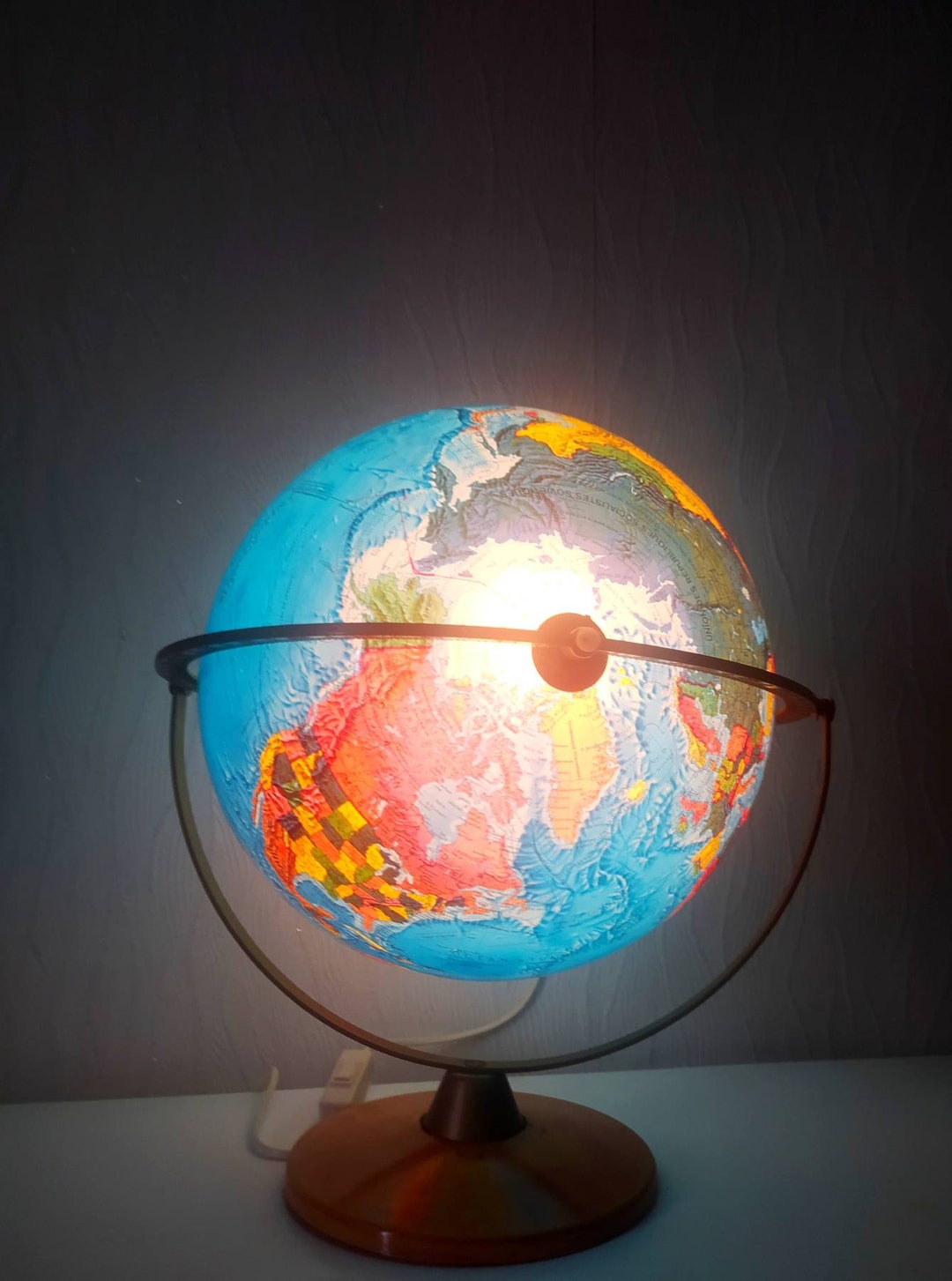 Illuminated World Map Scan Globe Denmark - Etsy