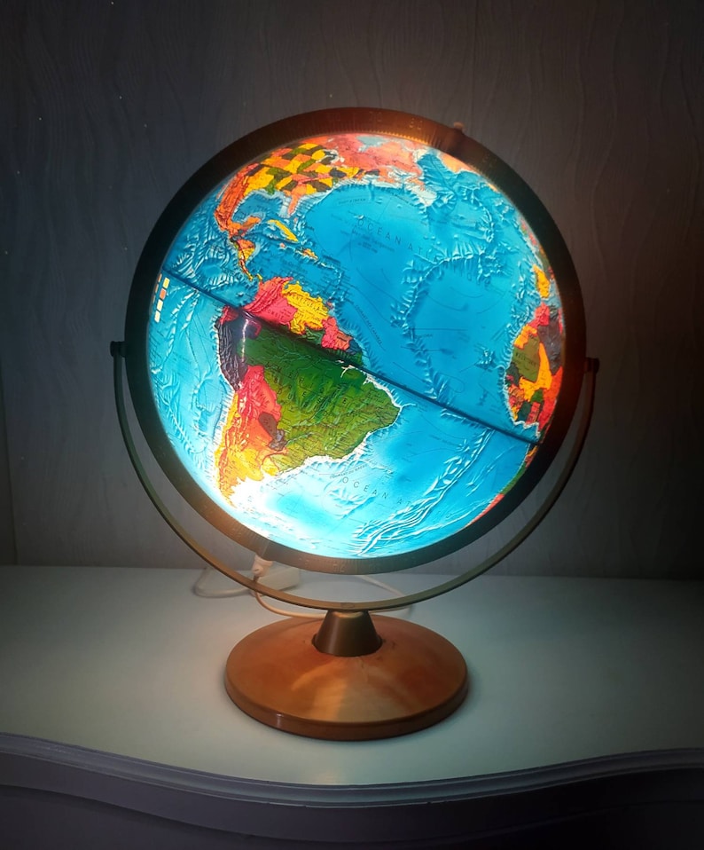 Luminous World Map Scan Globe Denmark - Etsy
