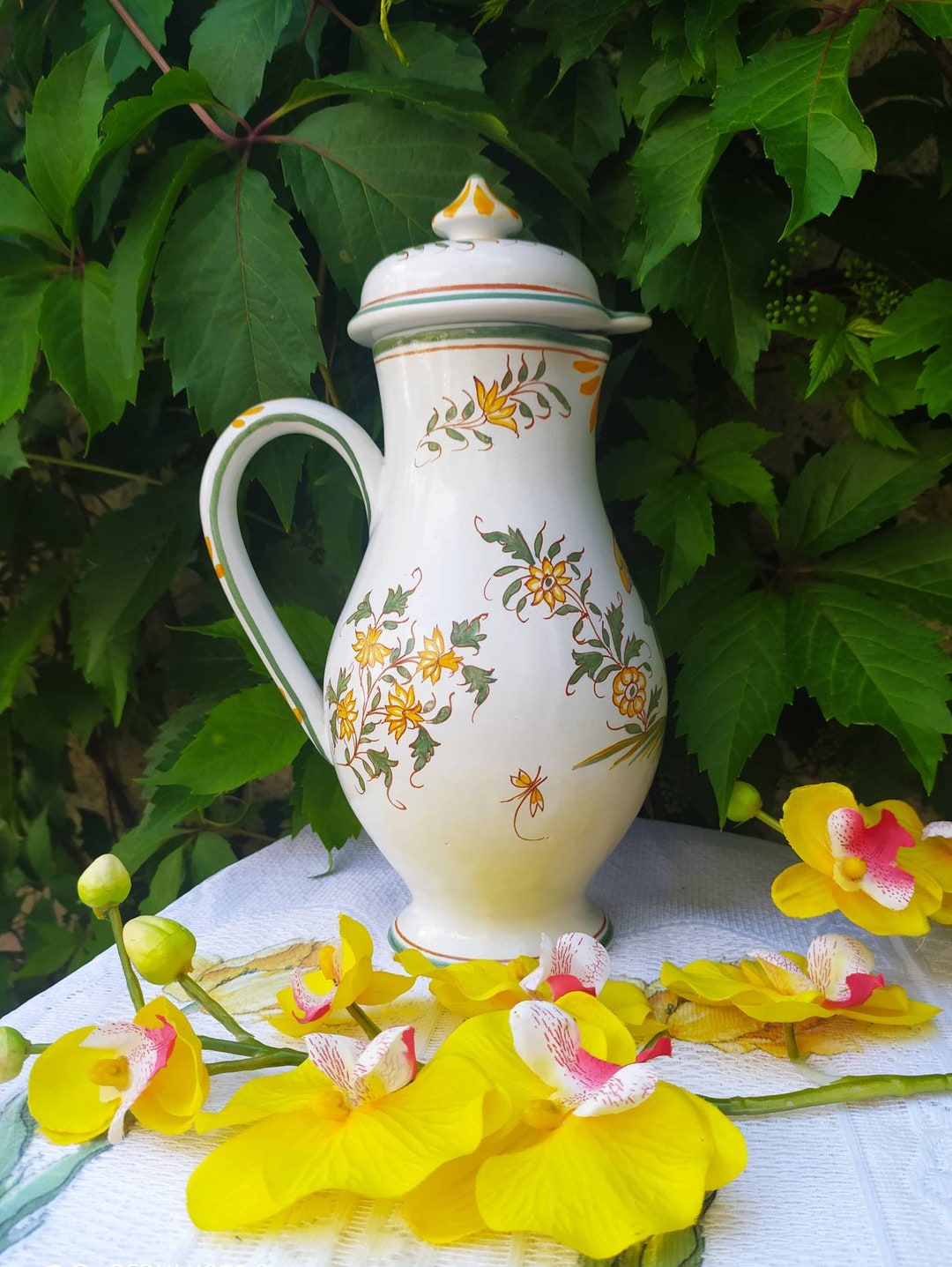 Teapot, Pourer in Porcelain Old Décor Moustiers - Etsy