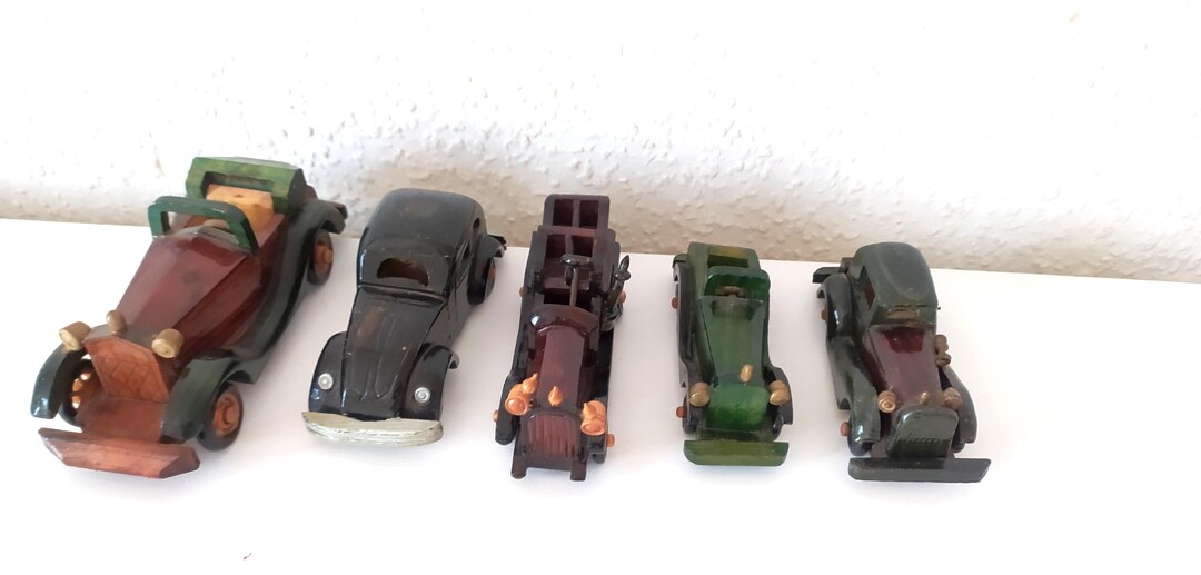 Set of 5 Handmade Miniature Wooden Cars - Etsy