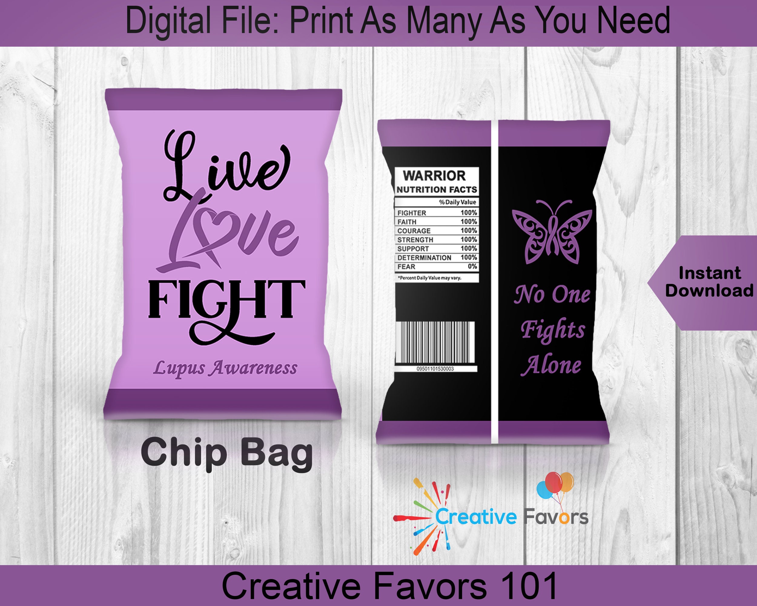 Lupus Awareness Chip Bag, Live Love Fight Design (PDF Pattern) - Etsy