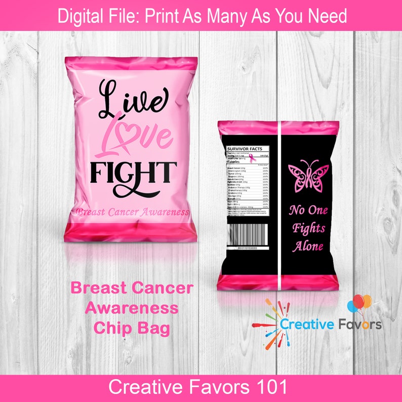 Breast Cancer Awareness Chip Bag I Won Fight Breast Cancer - Etsy
