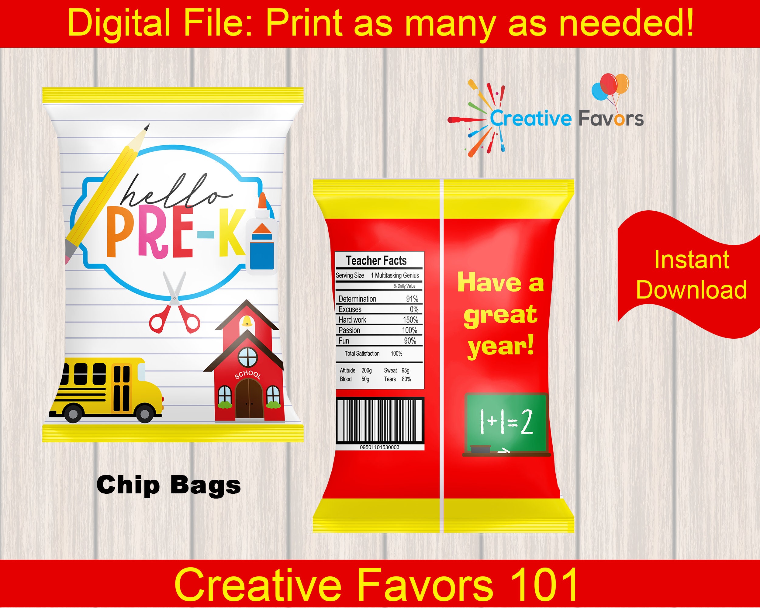 Prek Welcome Back to School Chip Bag, First Day of School Chip Bag ...