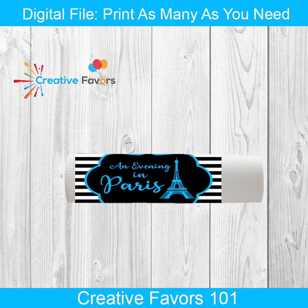 Blue Paris Theme Lip Balm Party Labels (PDF Pattern) - Etsy