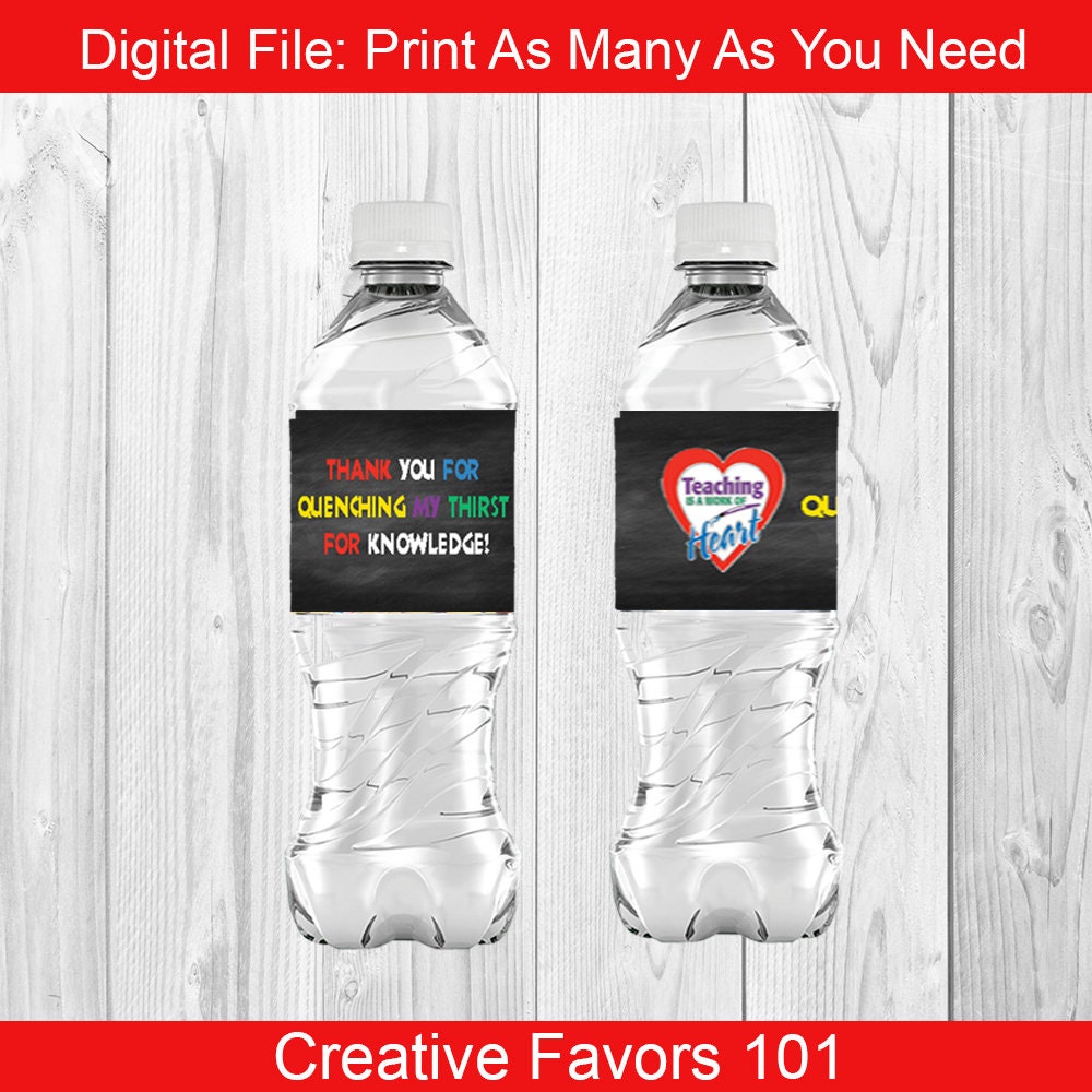 Teacher Water Bottle Labels - Etsy