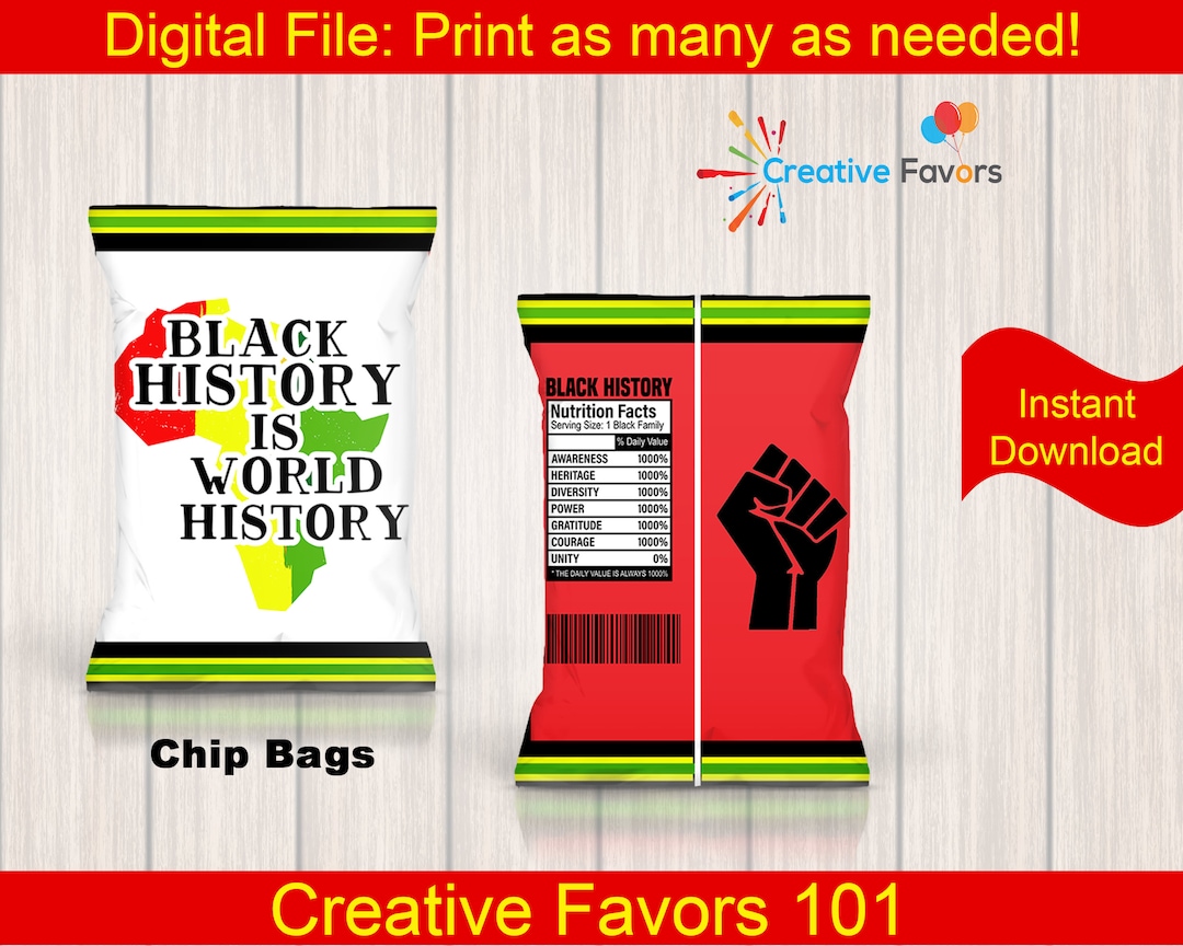 Black History is World History Chip Bag African American Party Favors ...