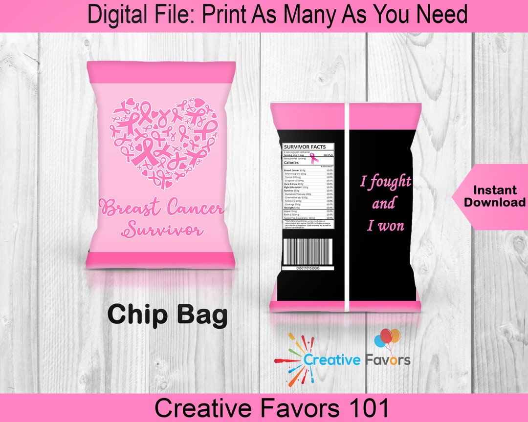 Breast Cancer Survivor Chip Bag, Breast Cancer Awareness Chip Bag, I Won, Fight Breast Cancer ...