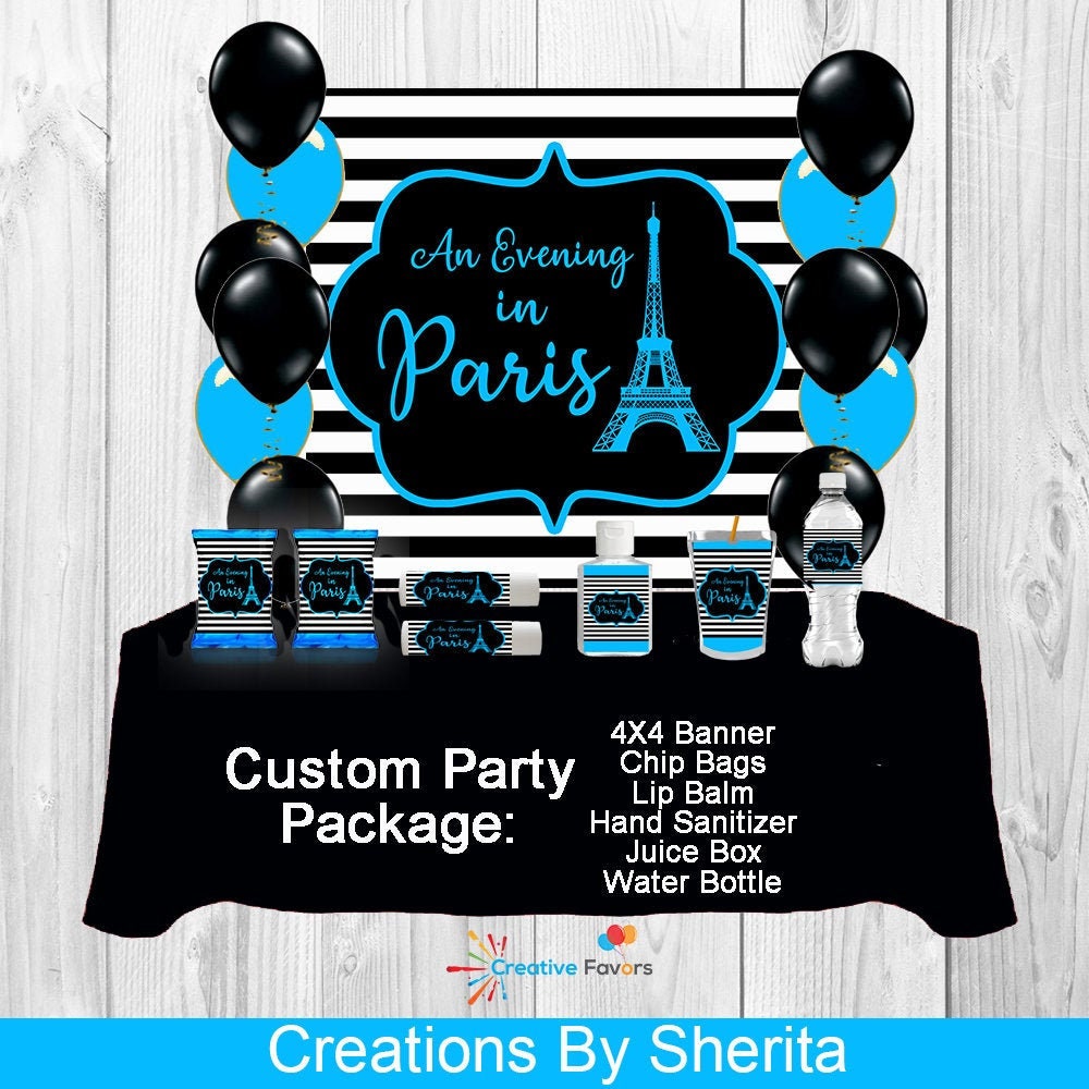 A Night in Paris Paris Theme Blue Paris Birthday Party - Etsy