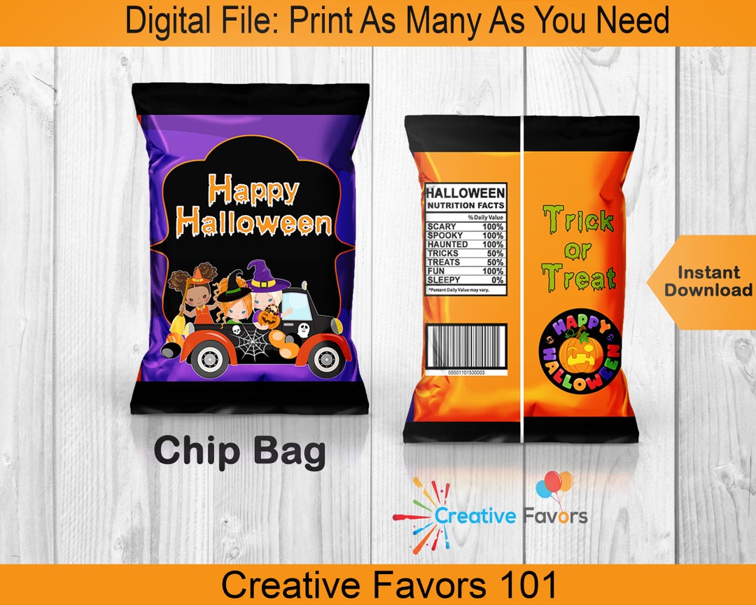 Halloween Chip Bag, Trunk or Treat Chip Bags, Trick or Treat Chip Bag ...