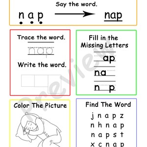 AP Word Family Worksheets, Pre-k Worksheets, Kindergarten Worksheets ...