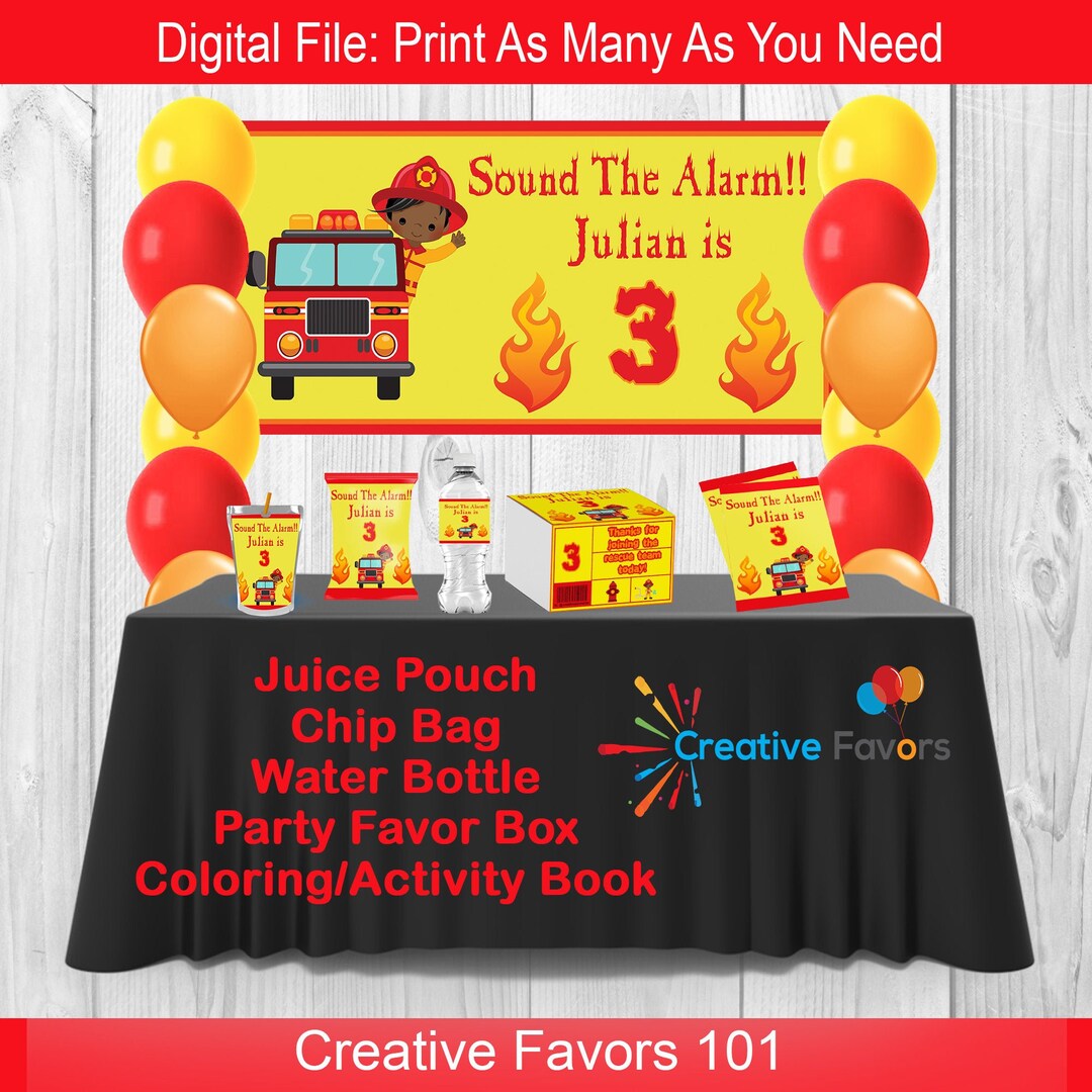Firefighter Theme Party Favors Firefighter Chip Bags Fire - Etsy