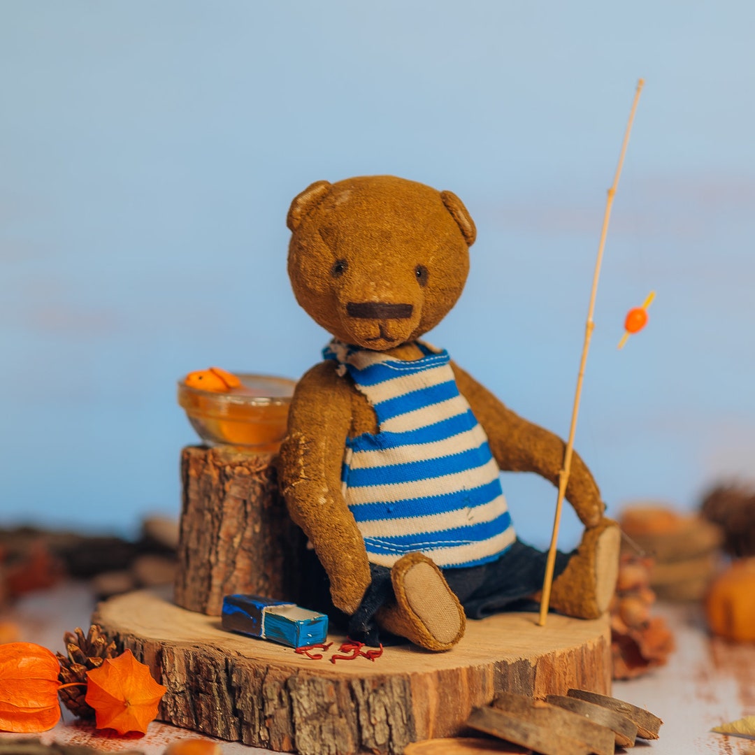 Teddy Karpukh Bear, Fisherman Bear, Teddy Bear, Handmade Bear, Vintage ...