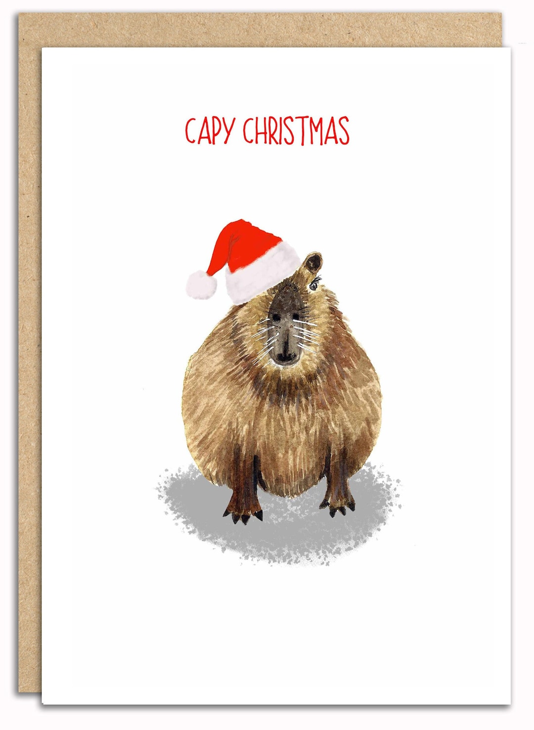 Cute Capybara in a Father Christmas Santa Hat Christmas Card! - Etsy