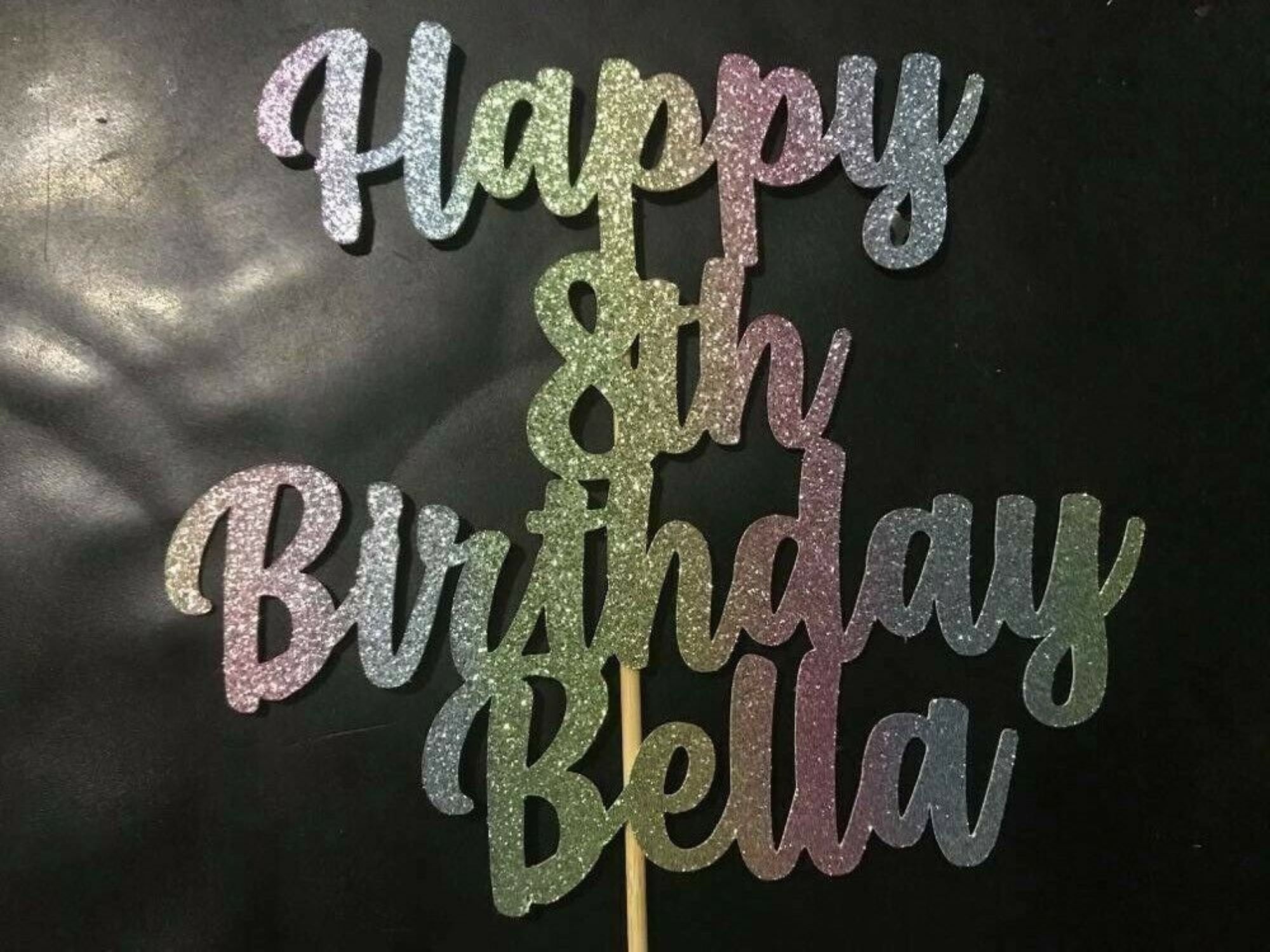 Personalised Cake Topper 8th Birthday Glitter Cake Topper - Etsy