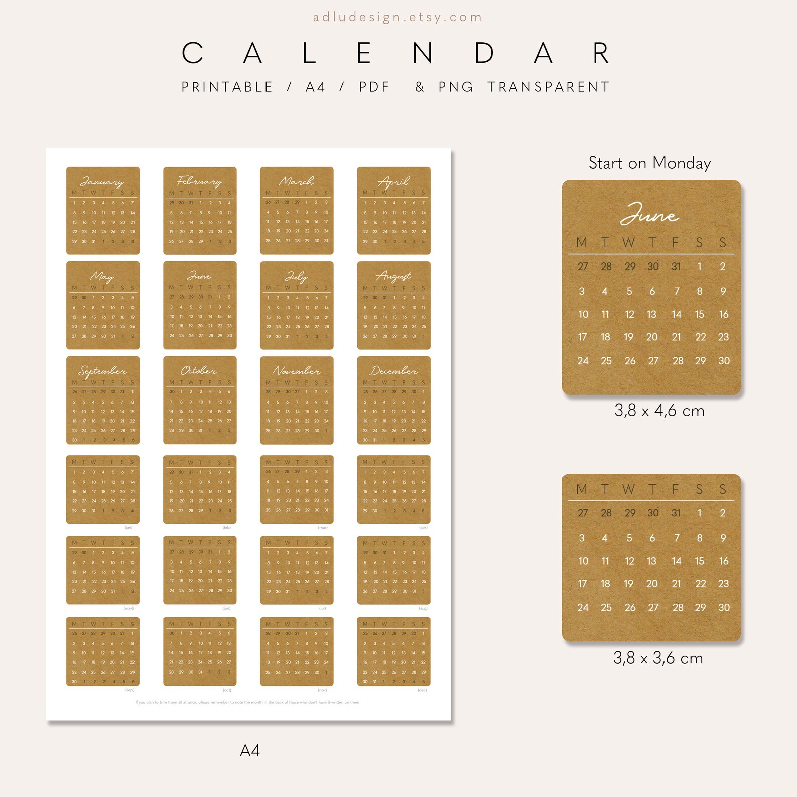 2024 Monthly Calendar Stickers Printable for Journals and Planners ...
