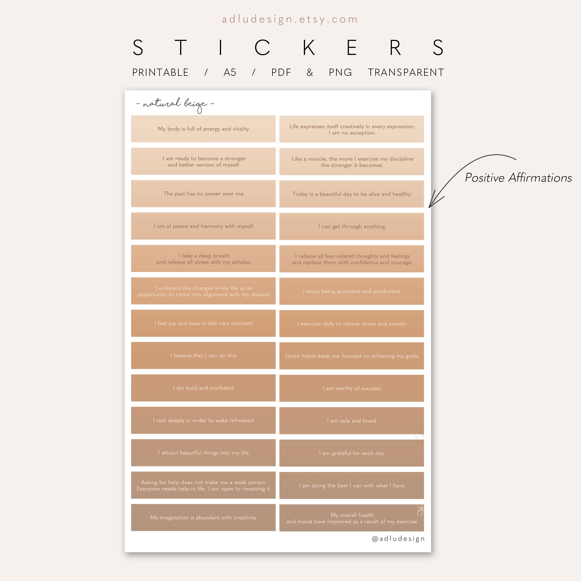 Natural Beige Stickers for Journals and Planners, Aesthetic Neutral ...
