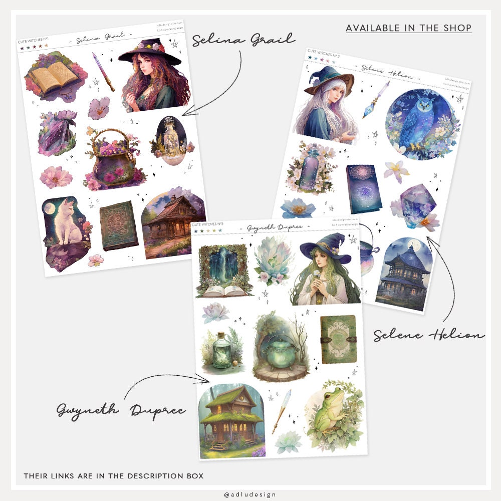Cute Witch Sticker Set Journals and Planners, Magical Witchy ...
