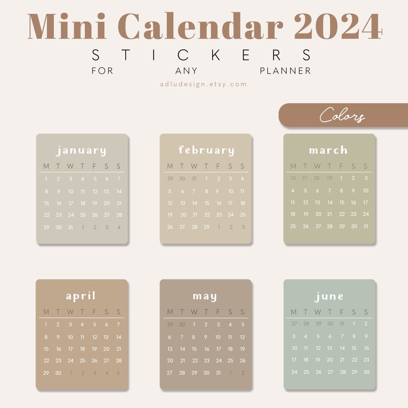 2024 Monthly Calendar Stickers Printable for Journals and - Etsy