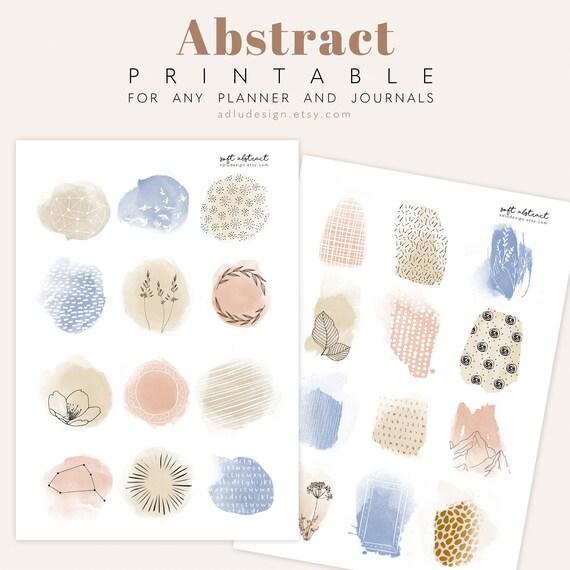 A4 Abstract Stickers Printable for Bullet Journal Pastel | Etsy