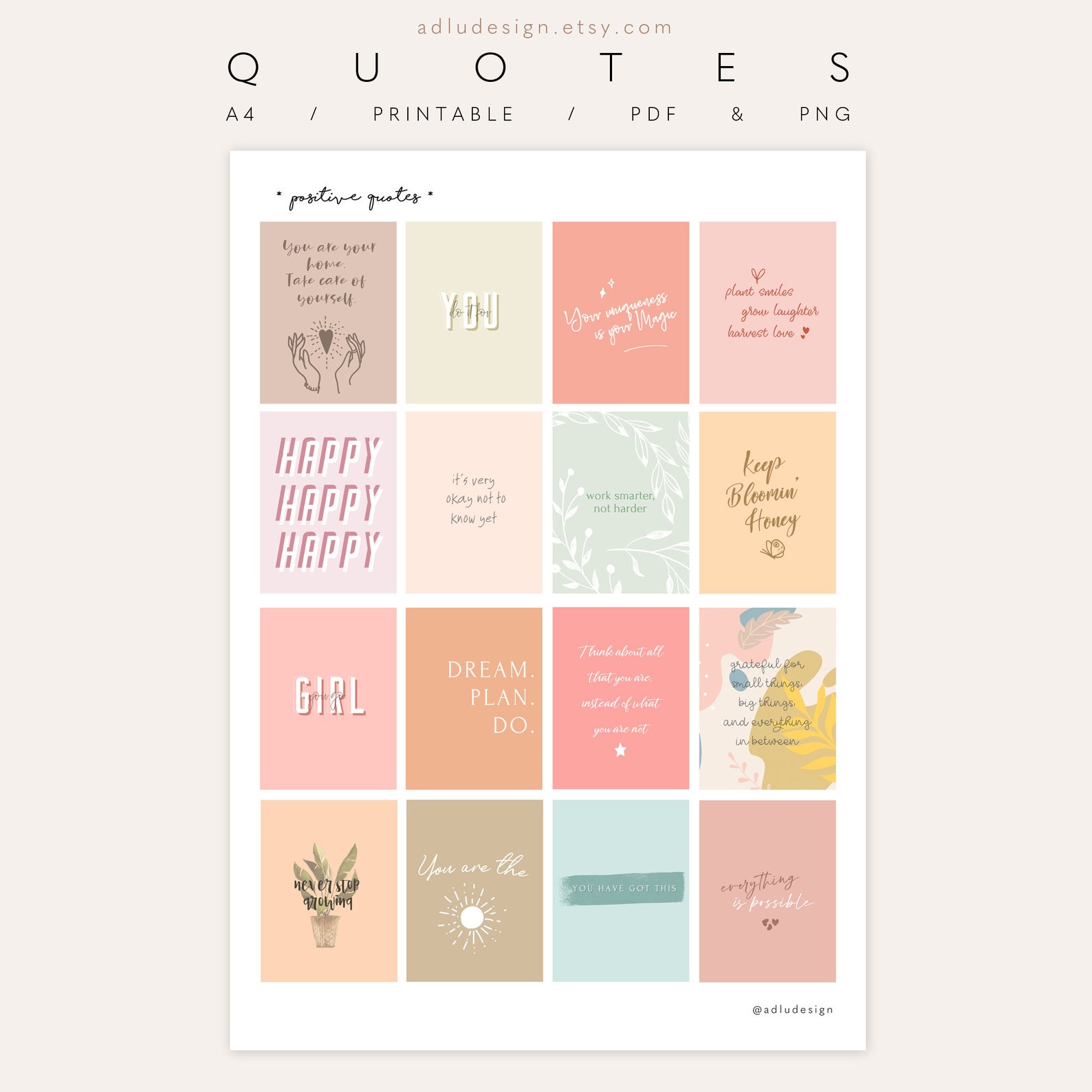 Positive Quotes Cards for Journals and Planners Inspirational - Etsy