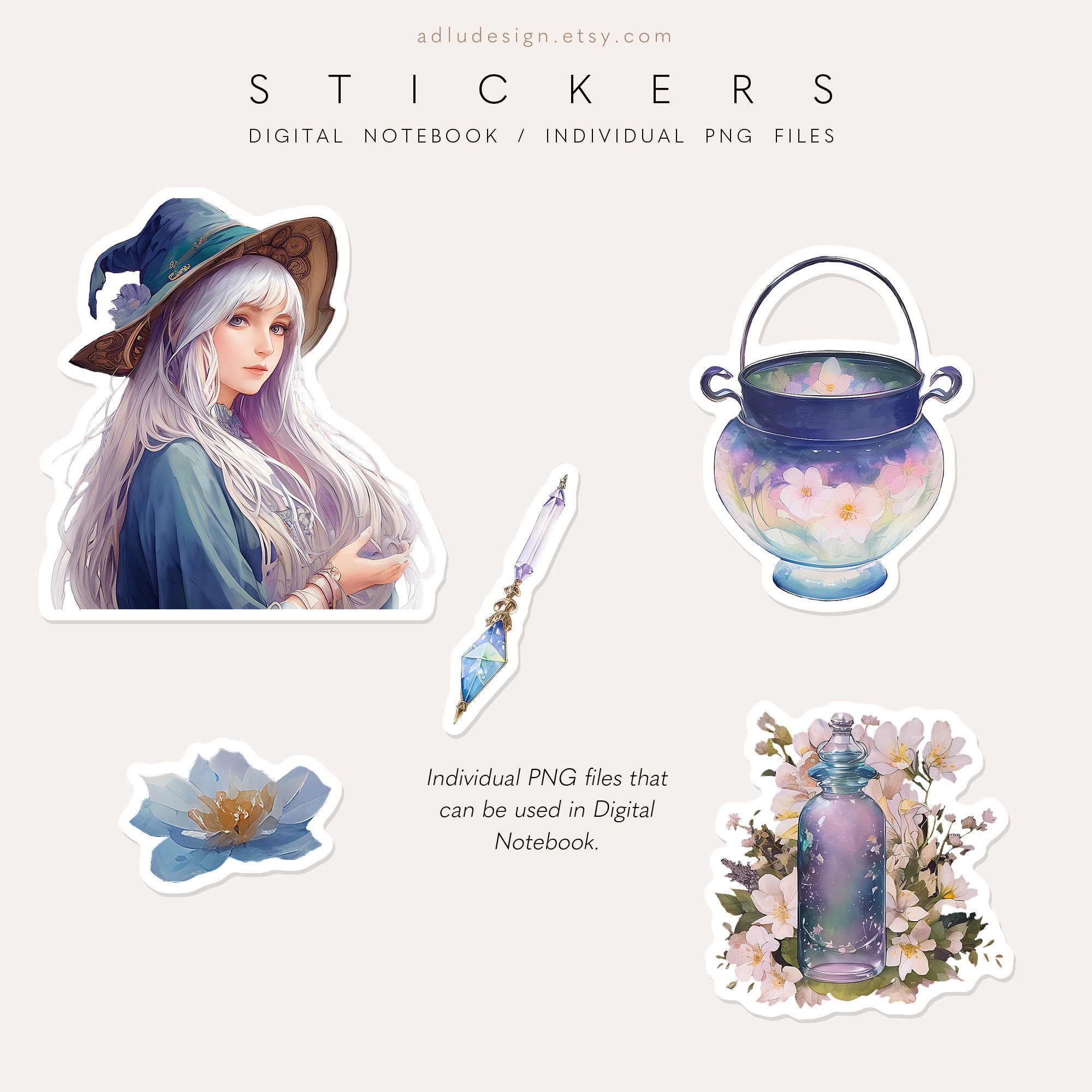 Cute Witch Sticker Set Journals and Planners, Magical Witchy ...