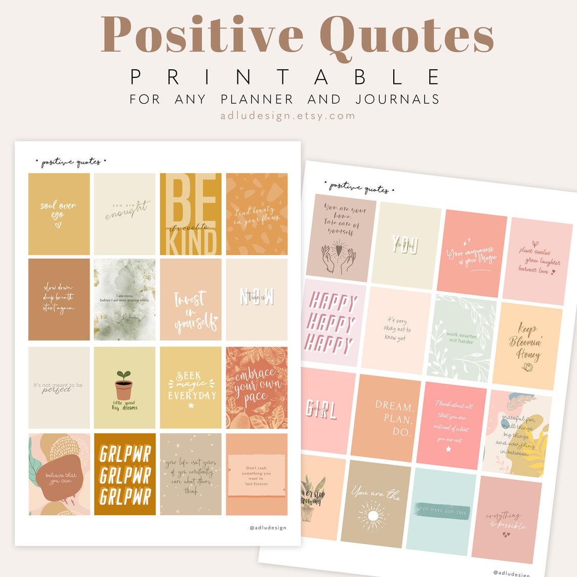 Positive Quotes Cards for Journals and Planners Inspirational - Etsy