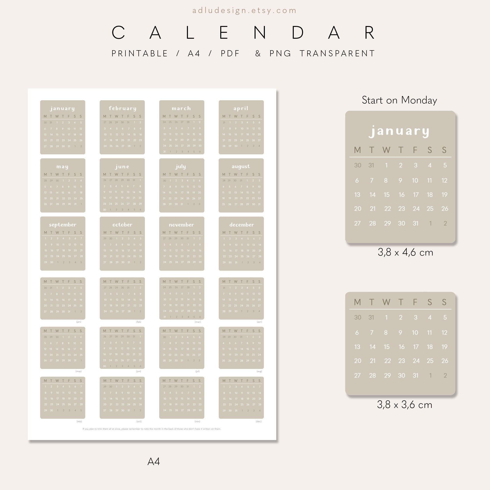 2025 Monthly Calendar Stickers Printable for Journals and Planners ...