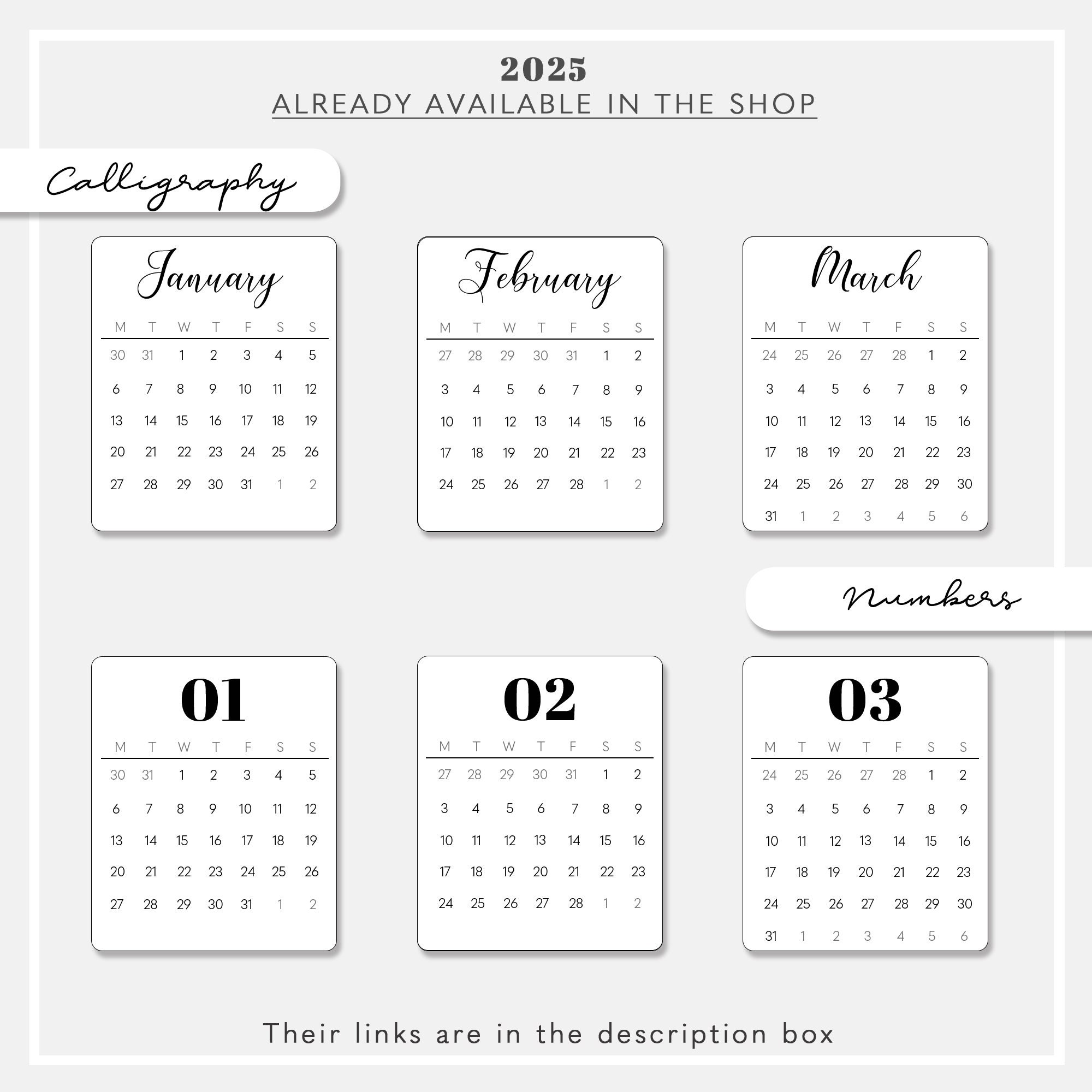 2025 Monthly Calendar Stickers Printable for Journals and Planners ...