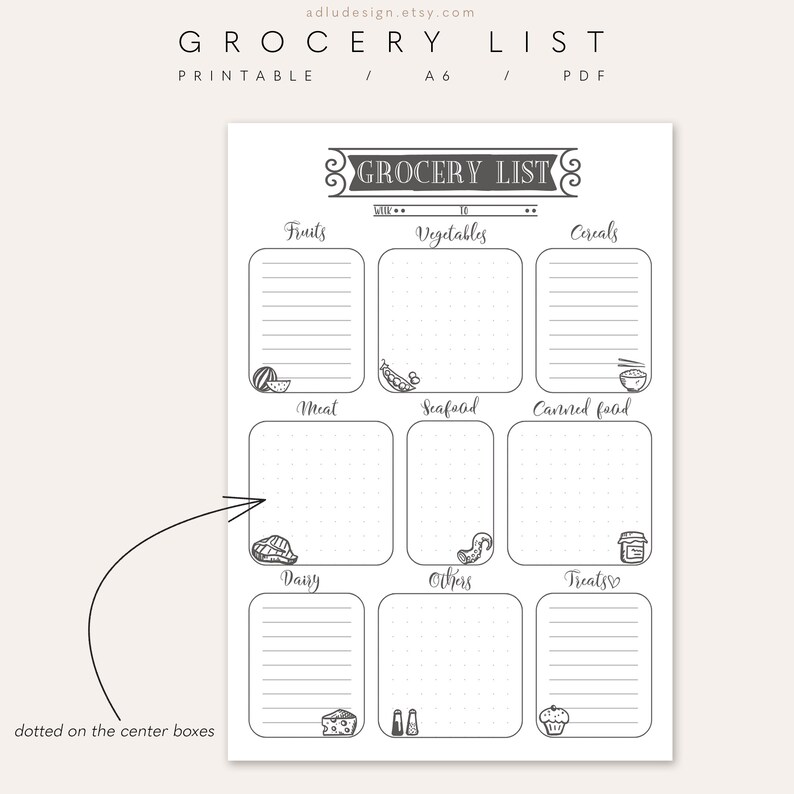 A6 Meal Plan & Grocery List Printable Weekly Menu Planning - Etsy Australia