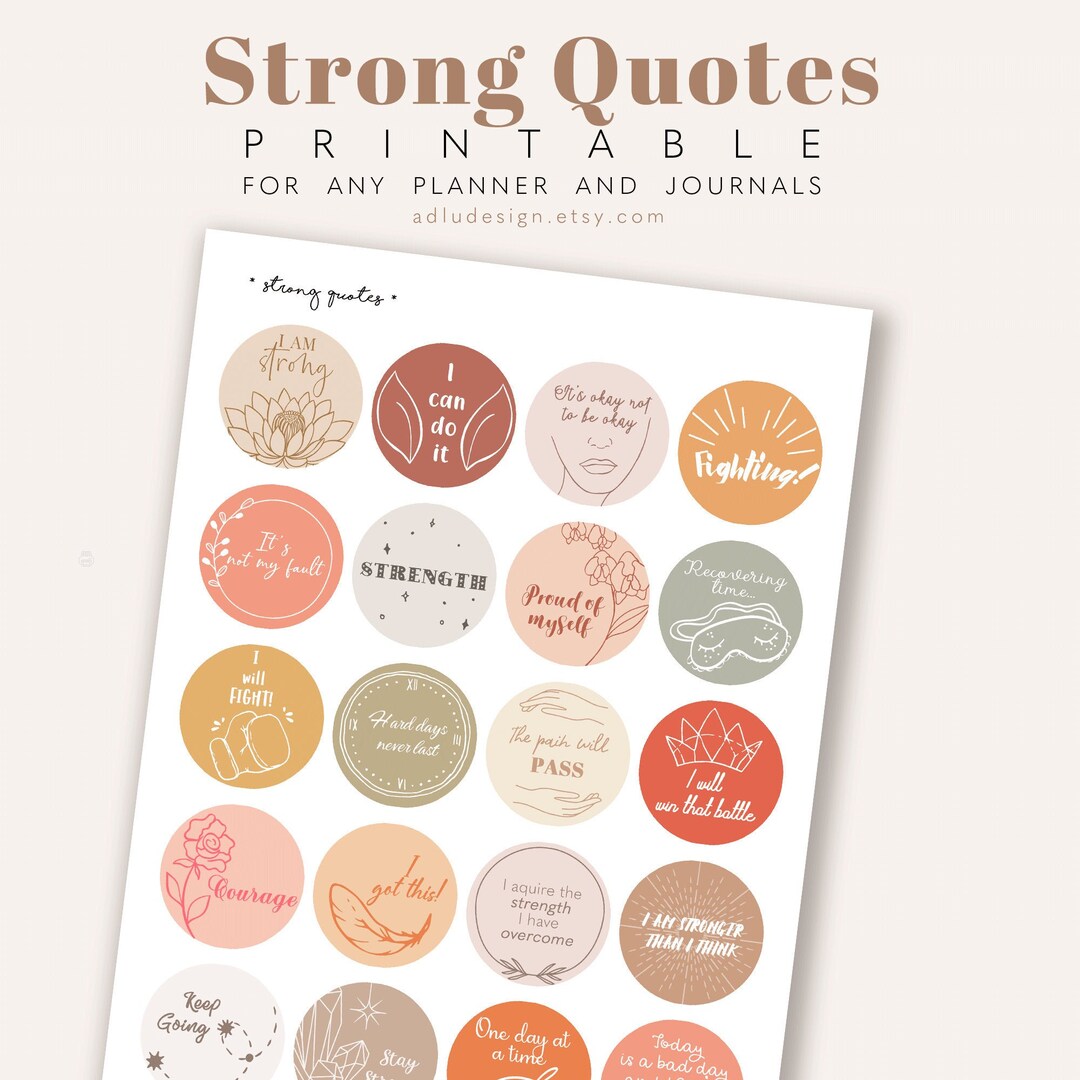 Strong Quotes Stickers Printable for Journaling, Inspirational Words ...