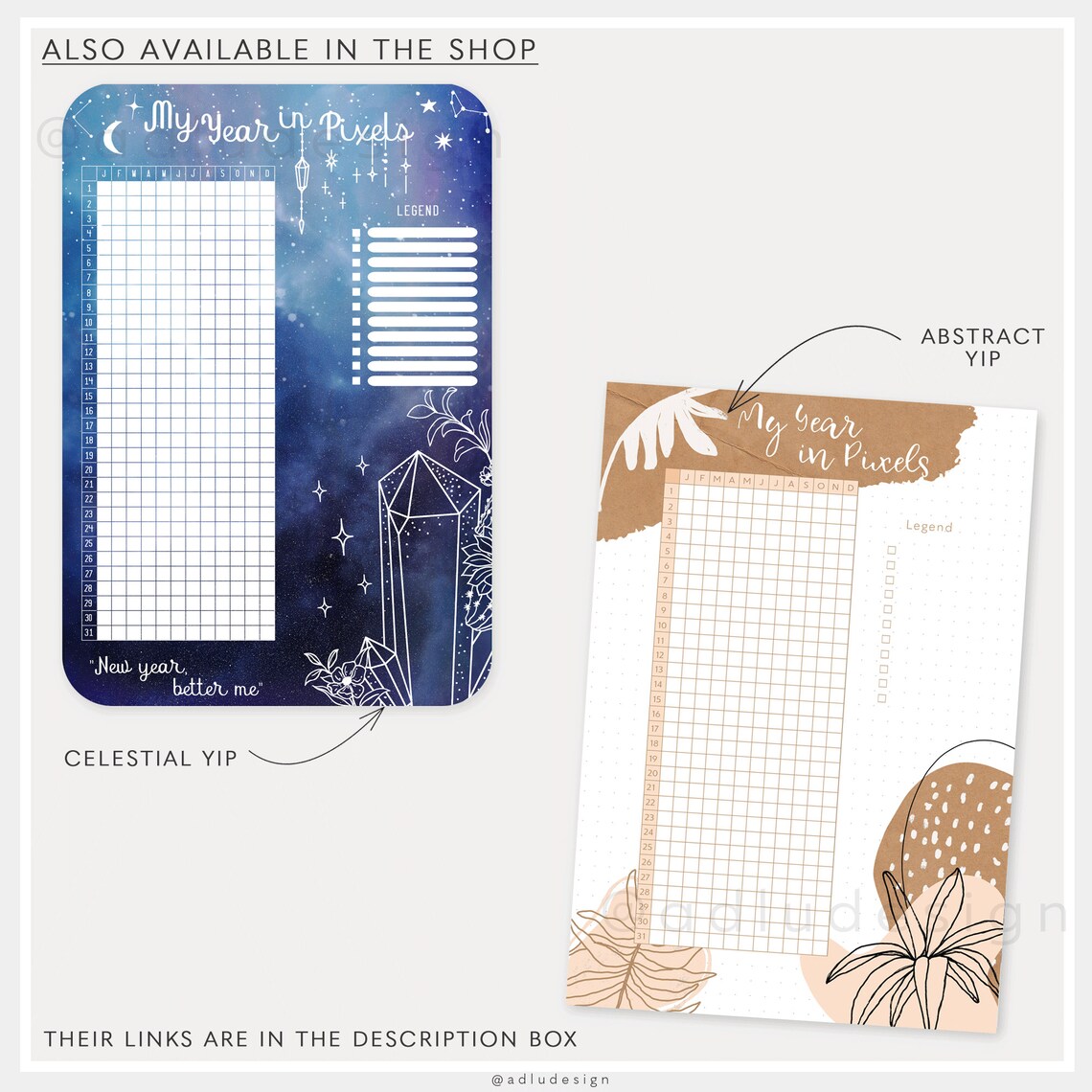 Year in Pixels Printable for Journals, Daily Journaling, Mood Study and ...