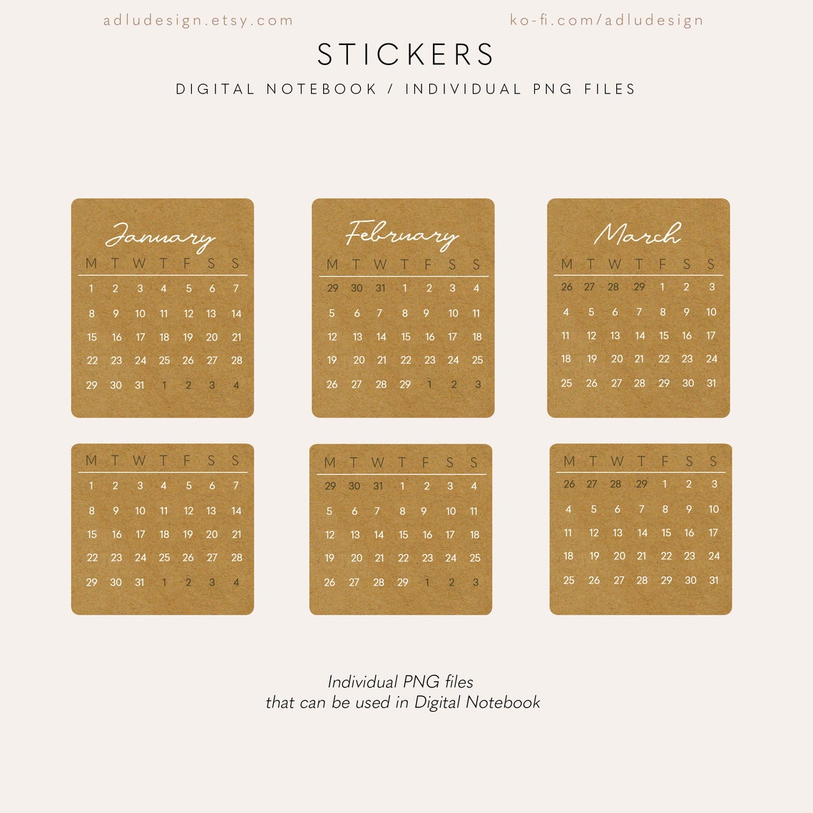 2024 Monthly Calendar Stickers Printable for Journals and Planners ...