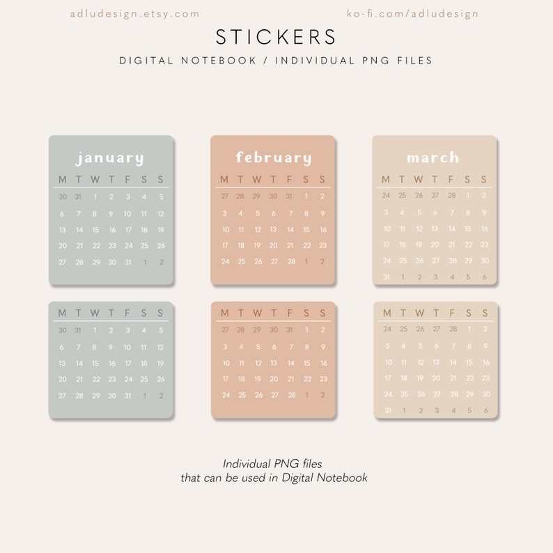 2025 Monthly Calendar Stickers Printable for Journals and Planners ...