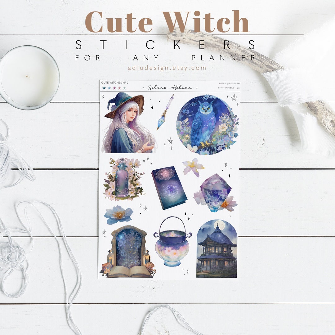 Cute Witch Sticker Set Journals and Planners, Magical Witchy ...
