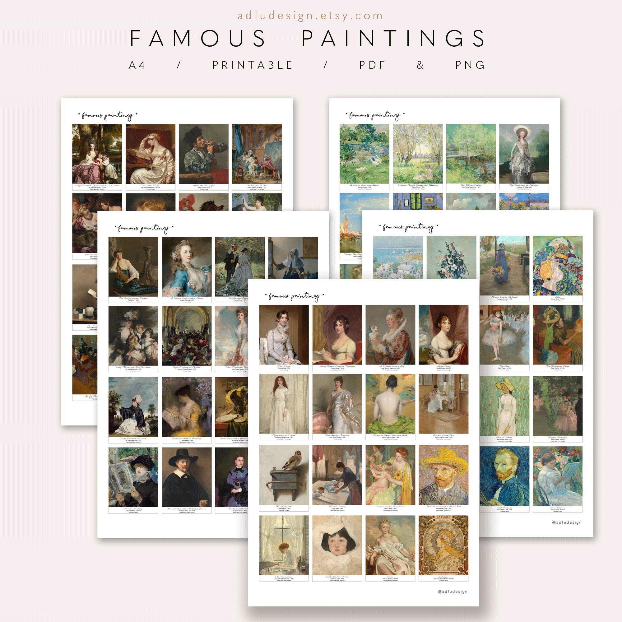 80 Paintings for Journals and Planners, Famous Artists' Artworks ...