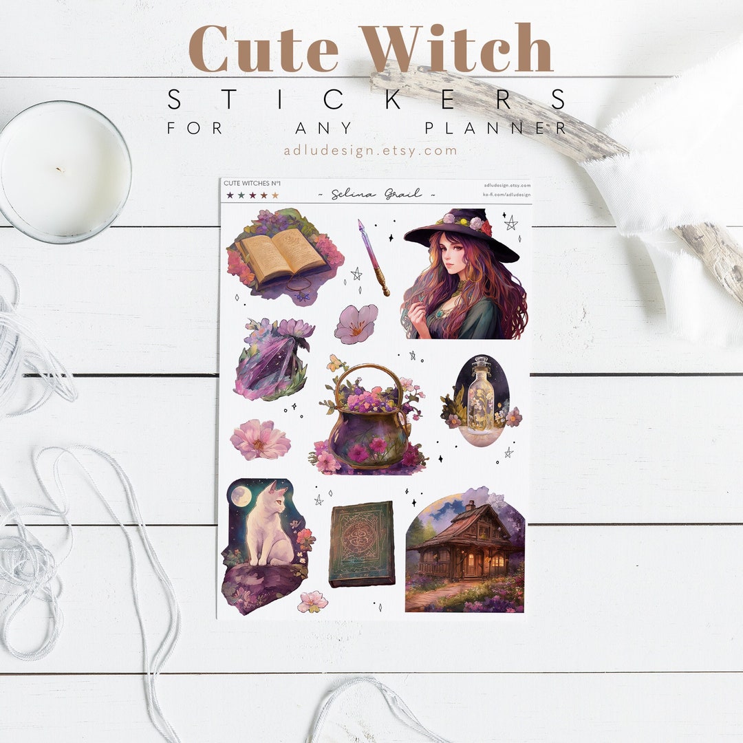 Cute Witch Sticker Set for Journals and Planners, Magical Witchy ...