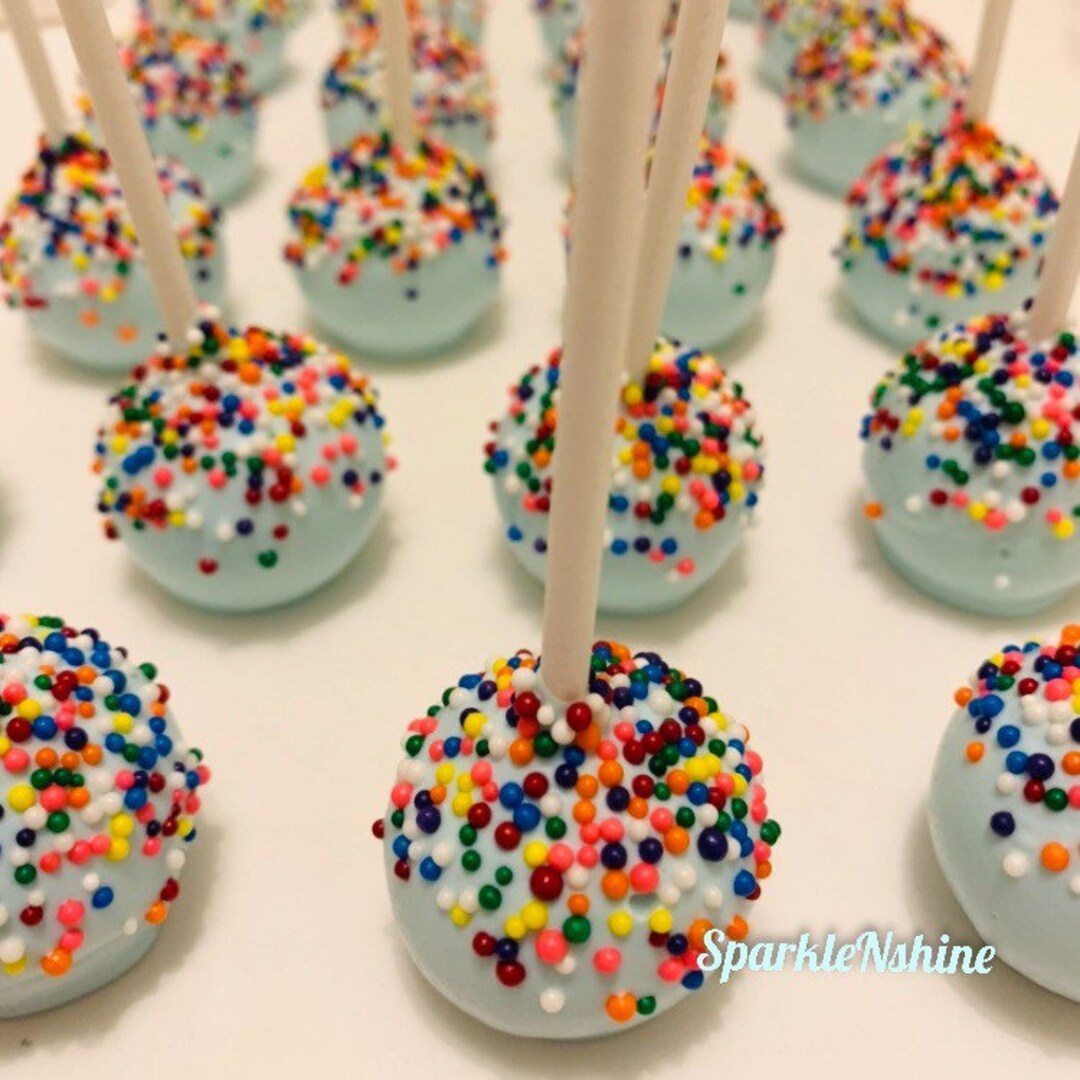 1 docena azul claro con chispas de arcoíris Cake Pops Baby - Etsy España