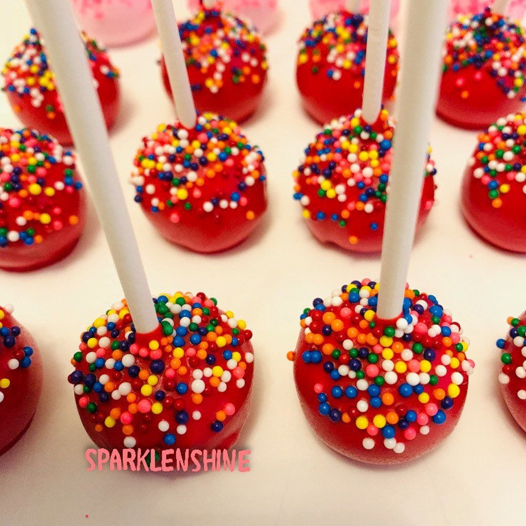 1 Dozen Red/rainbow Cake Pops Birthday Cake Pops Custom - Etsy