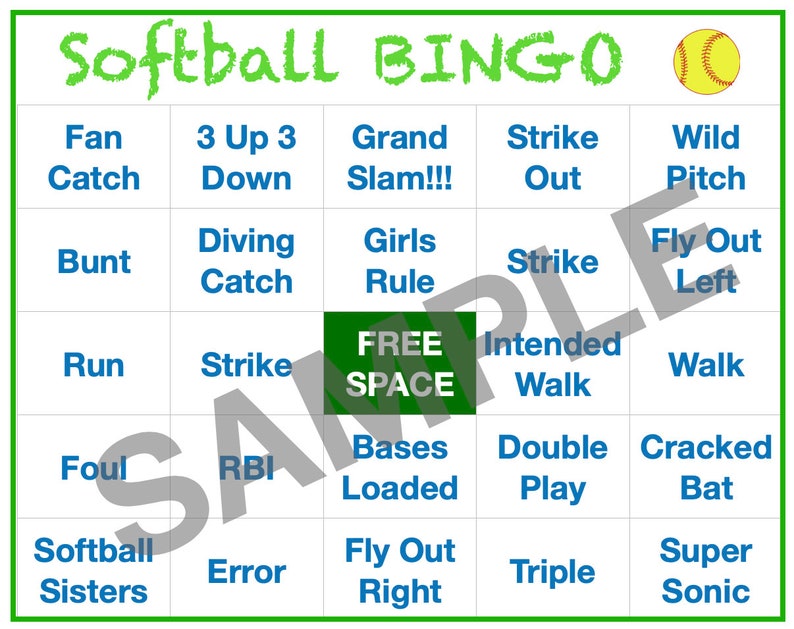 Softball Bingo - Etsy