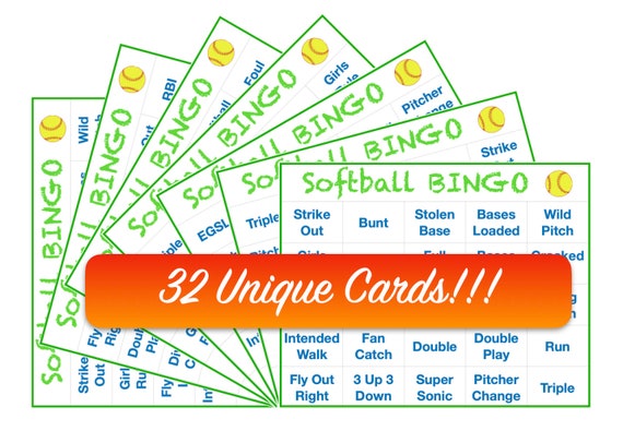 Softball Bingo - Etsy