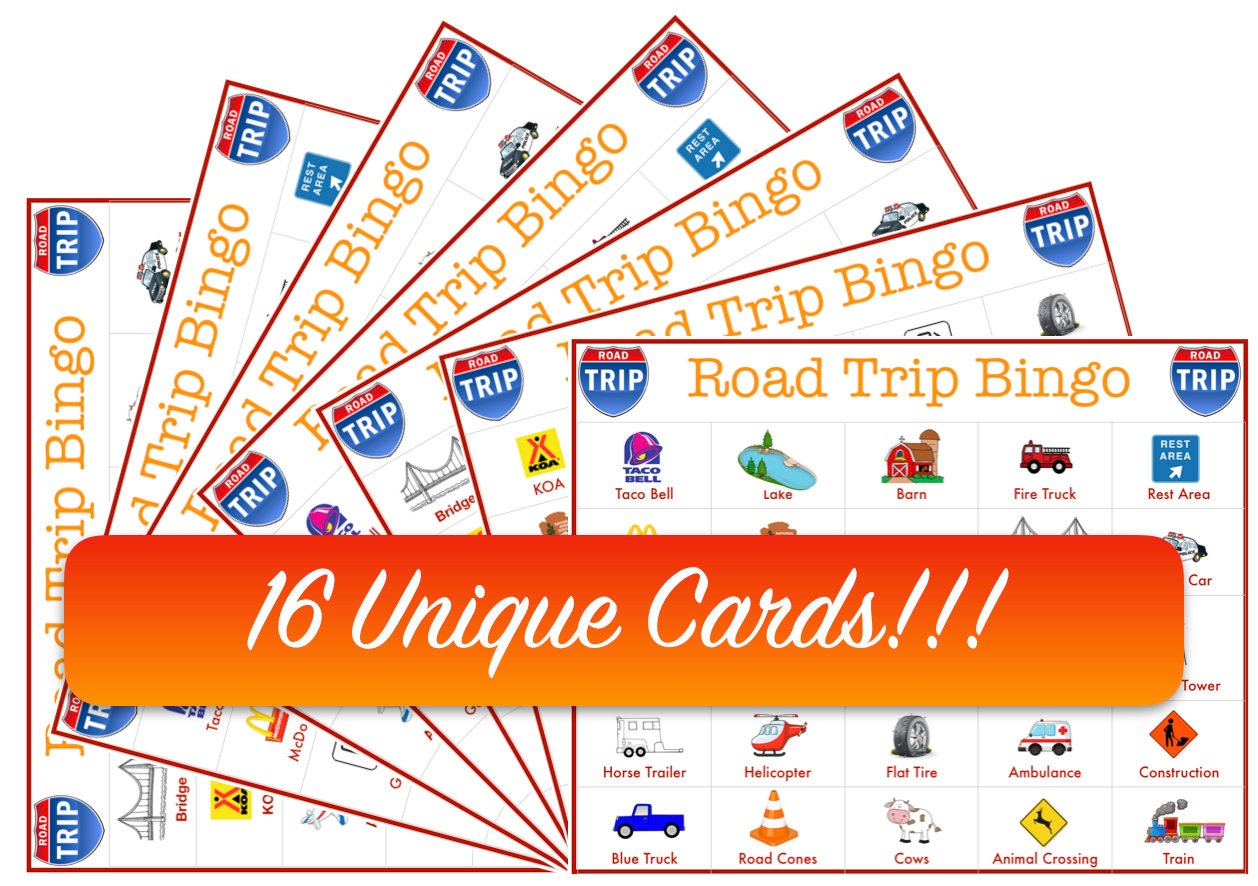 Bingo de viaje por carretera 16 cartas únicas - Etsy España