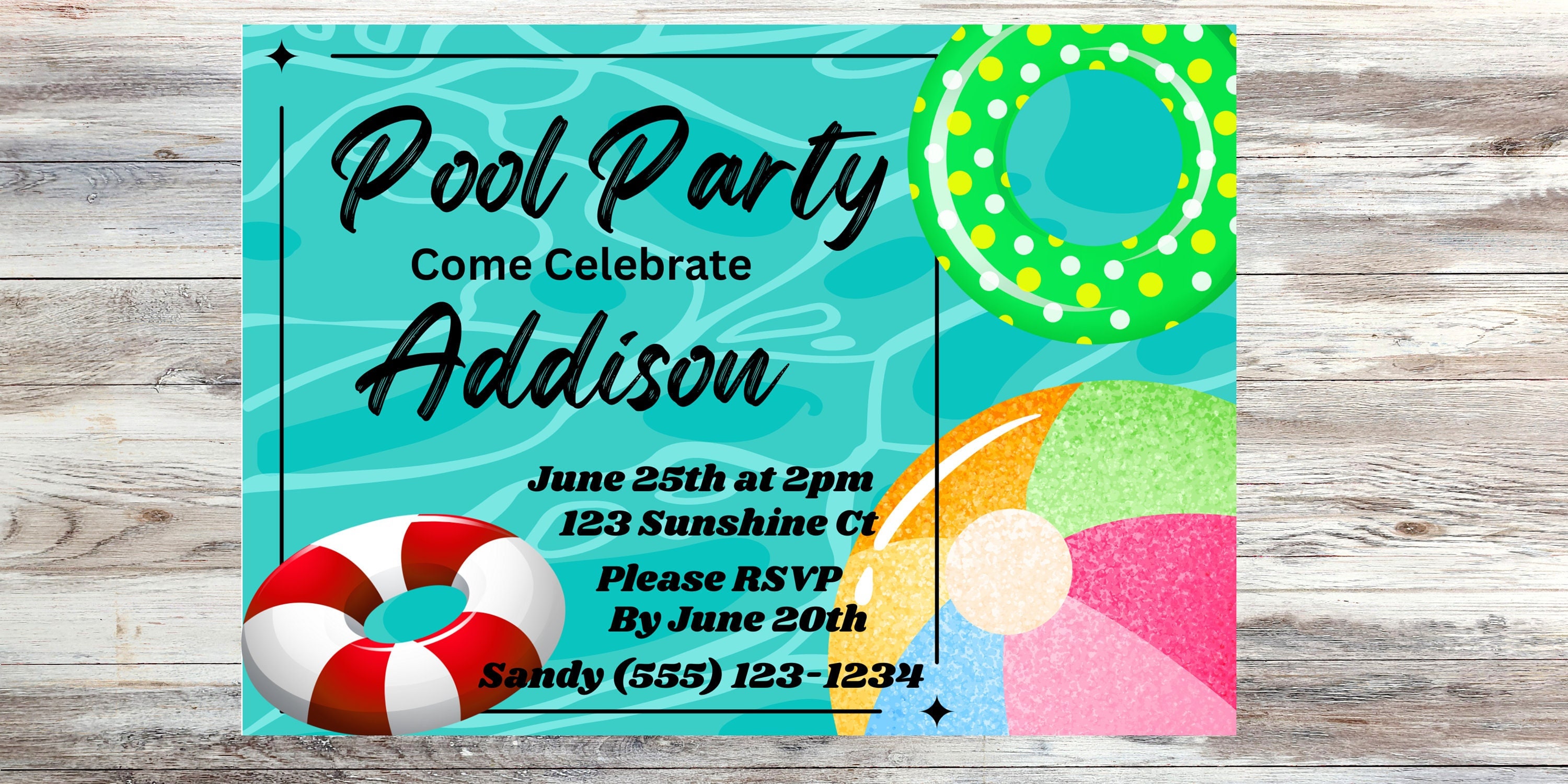 Customizable Pool Party Invitation - Etsy